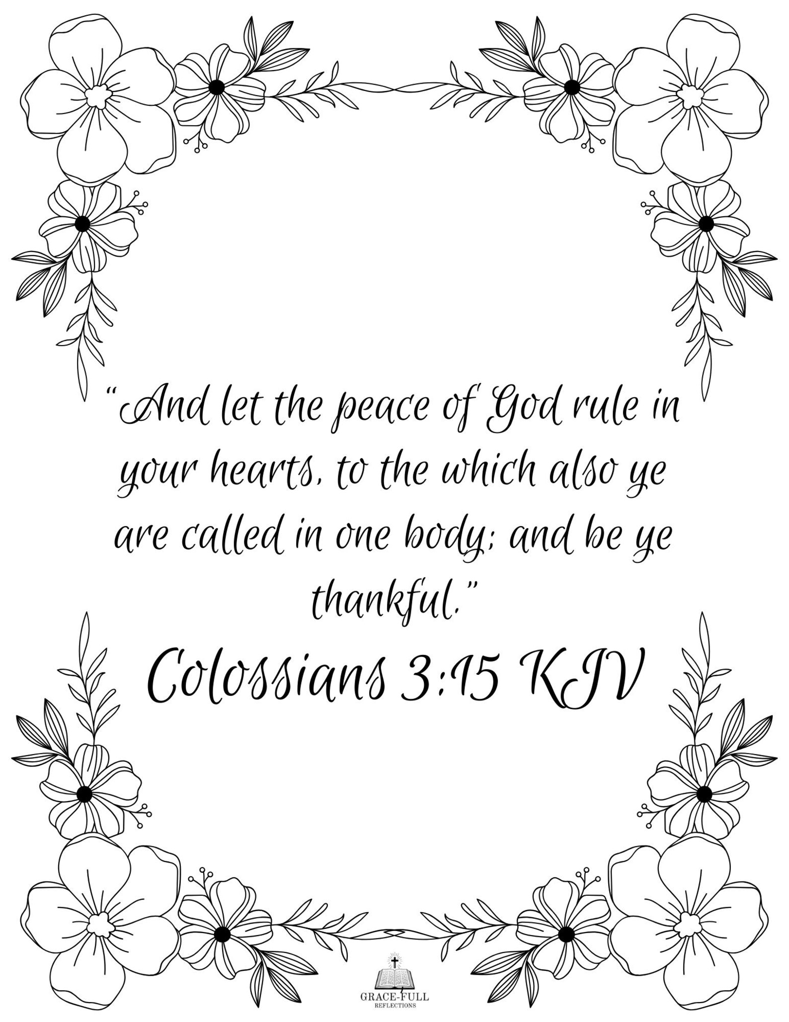 Peace Bible Coloring Page Colossians 3:15 - Etsy