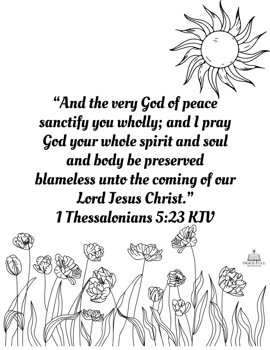 Peace Bible Coloring Page 1 Thessalonians 5:23 - Etsy