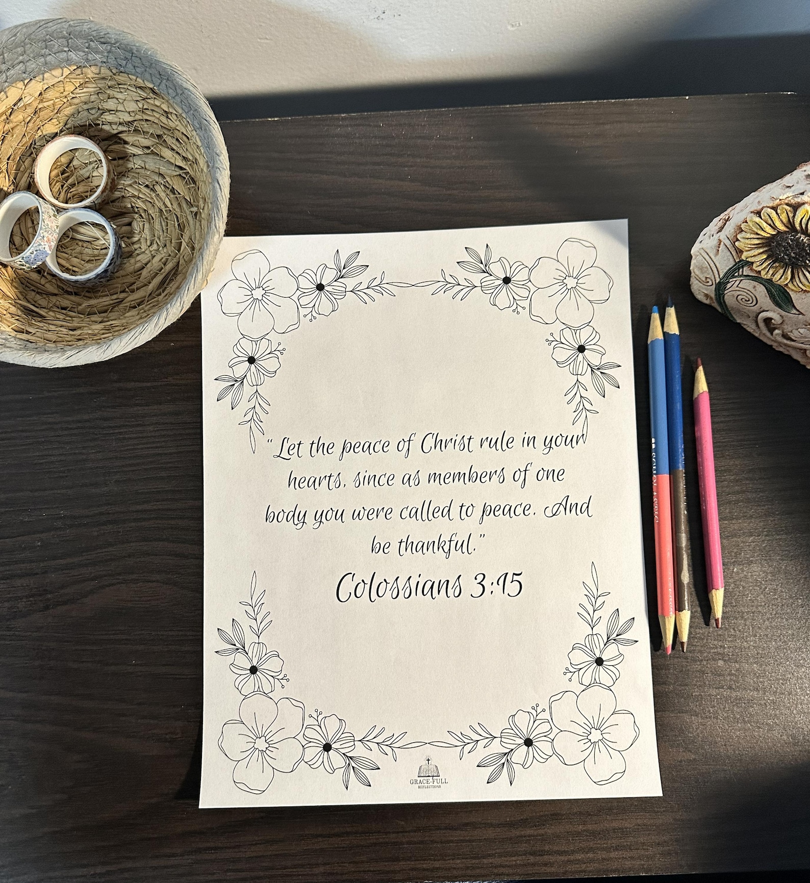 Peace Bible Coloring Page Colossians 3:15 - Etsy