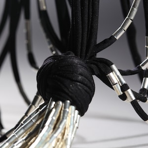 Black String Necklaces, Fabric Jewelry, Textile Jewelry, Avant Garde ...