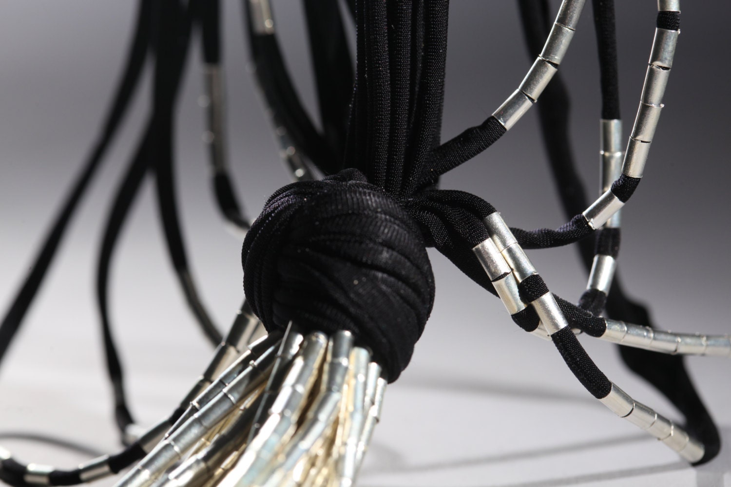 Black String Necklaces, Fabric Jewelry, Textile Jewelry, Avant Garde ...