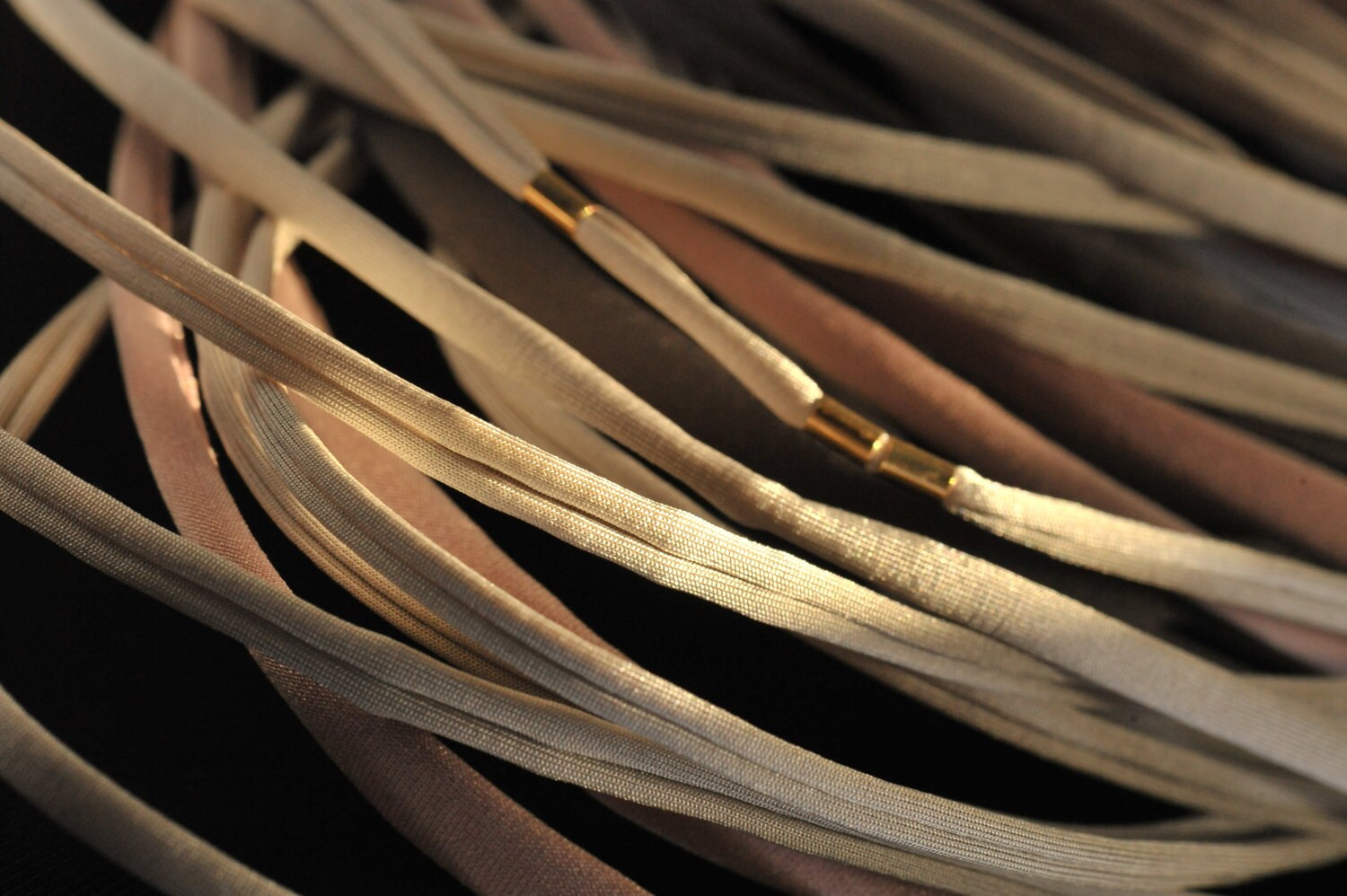 Multi Strands Textile Statement Necklace - Long Multistrands Beige ...