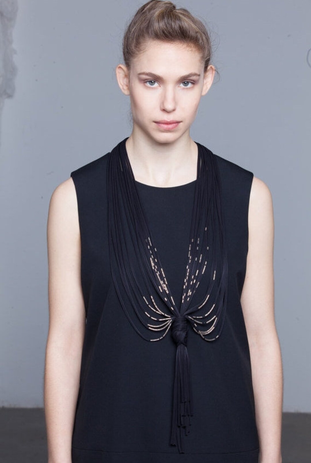 Black String Necklaces, Fabric Jewelry, Textile Jewelry, Avant Garde ...