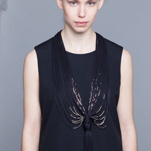 Black String Necklaces, Fabric Jewelry, Textile Jewelry, Avant Garde ...