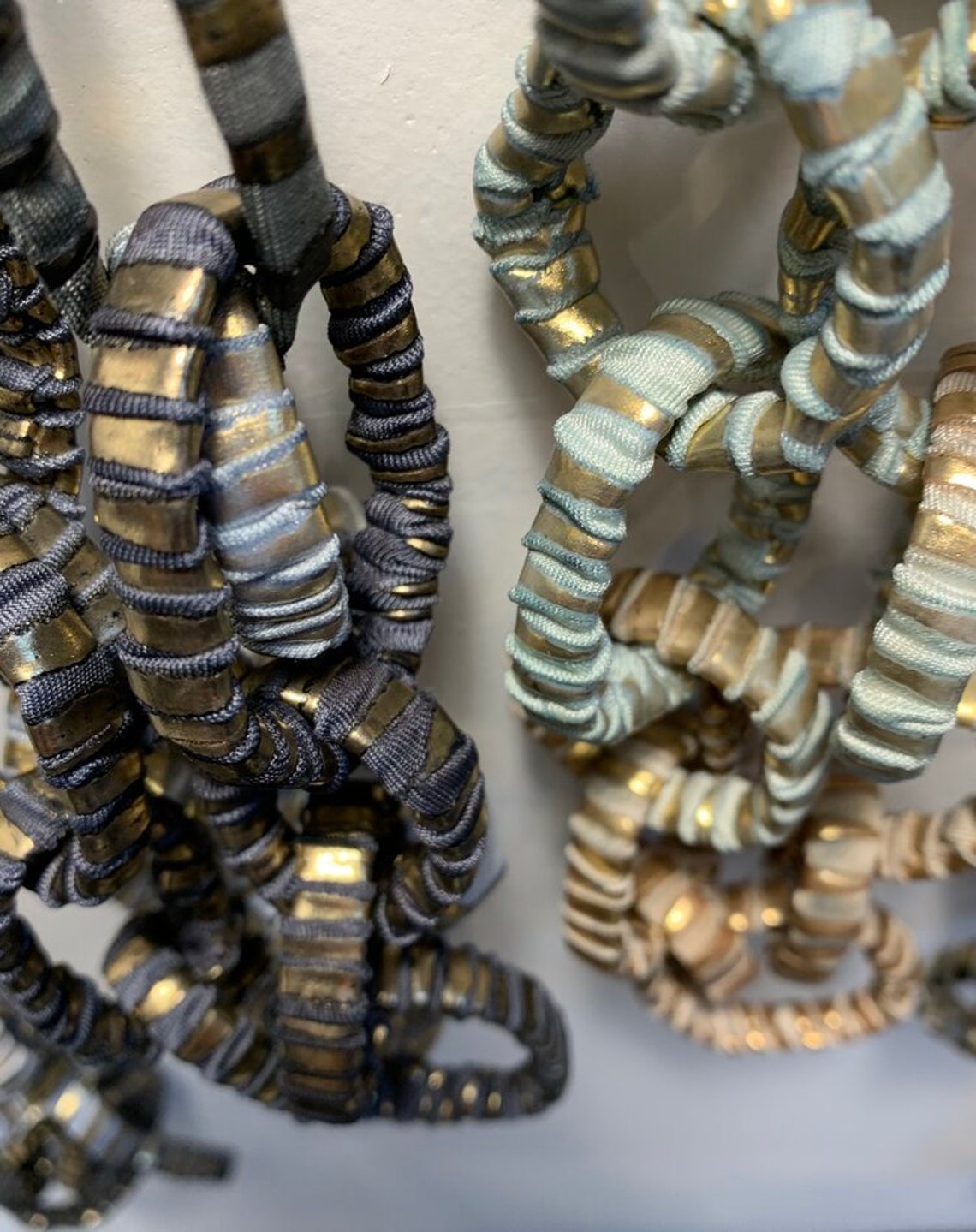 Fabric Chain Necklace, Golden Fashion Necklace, Loop Fashion Necklace ...