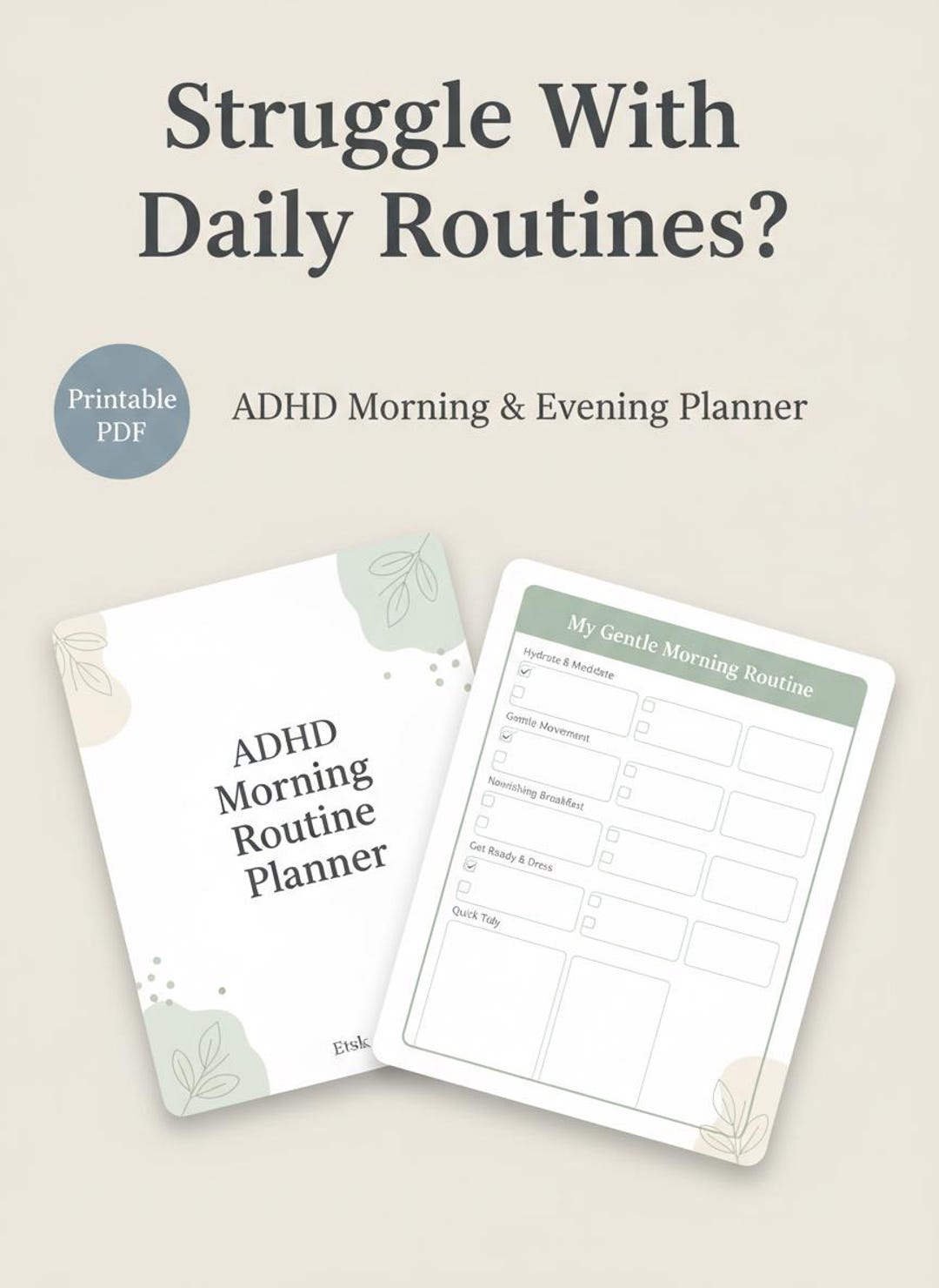 ADHD Morning & Evening Routine Planner | Gentle Daily Routines ...