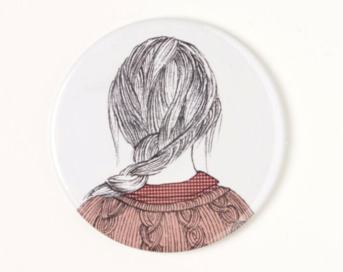 Girl With Braid - Pocket Mirror - Etsy