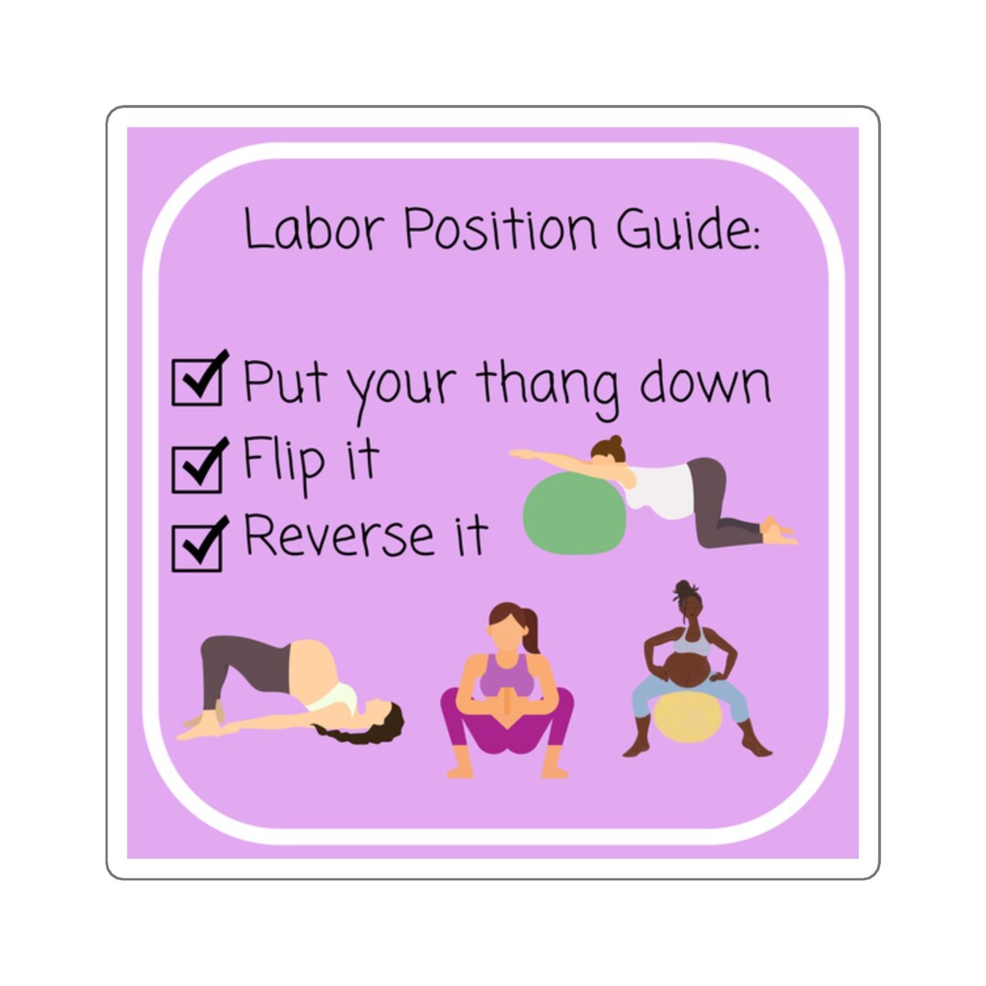 Funny Silly Labor Position Guide Stickers | Maternity Humor Sticker ...