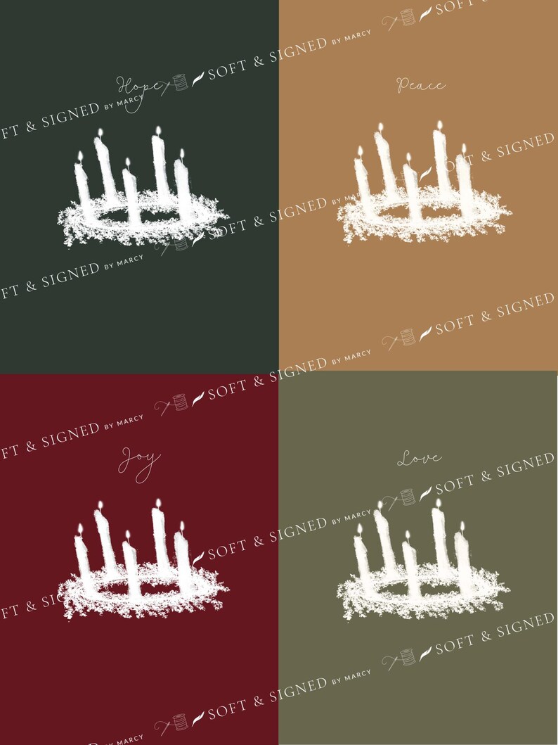Advent Wreath Digital Prints - Hope, Peace, Joy, Love - Etsy