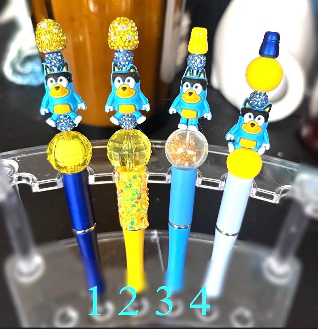 Bluey Character Pens With Glitter Accents - Etsy