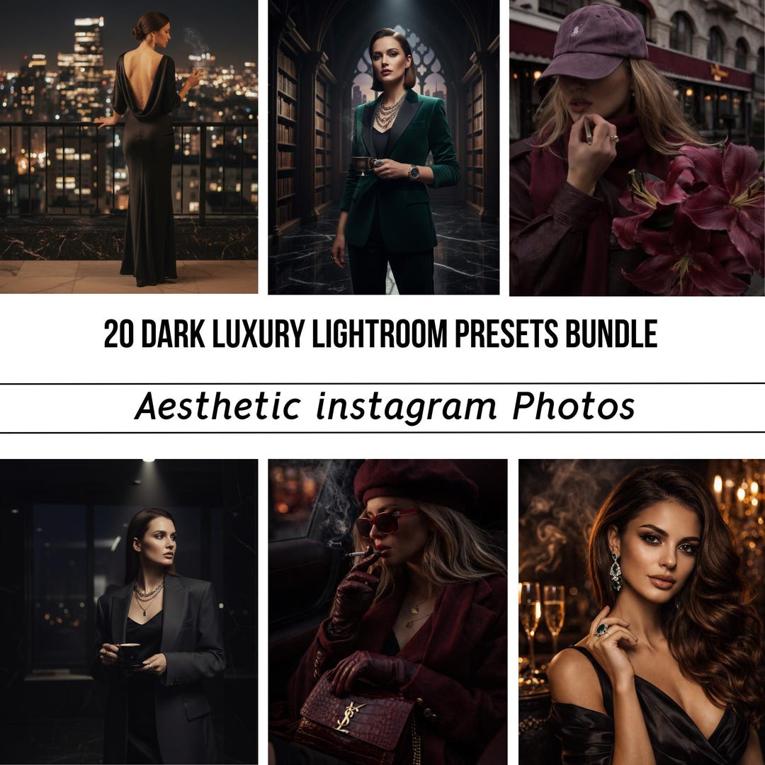 20 Dark Luxury Lightroom Presets Bundle | Moody Burgundy Instagram ...