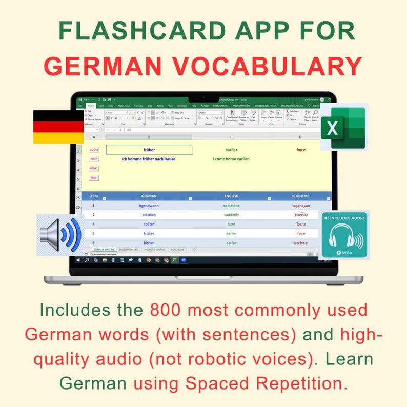 Core German Vocabulary Flashcards With Sentences & Audio | 800 Words ...