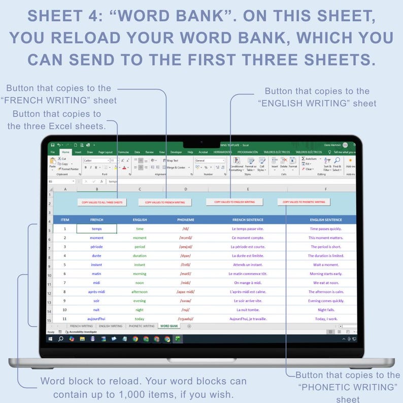 French Vocabulary Flashcards | Excel App | Learn 2,000 Most Common ...