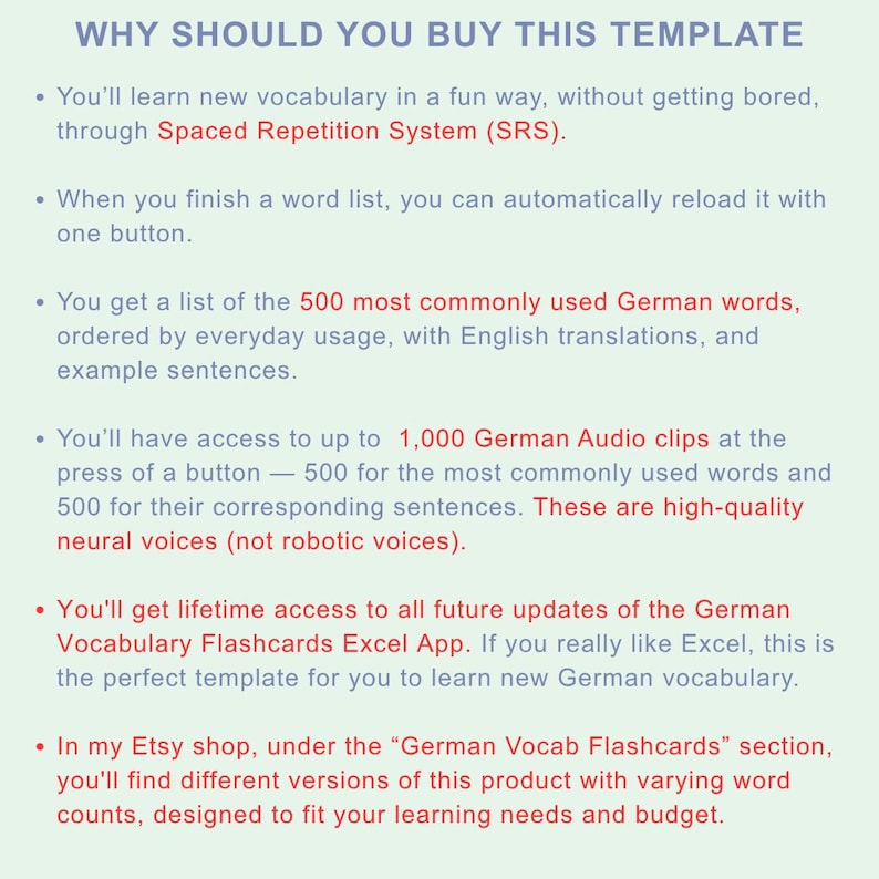 German Vocabulary Flashcards With Sentences & Audio | 500 Words With ...