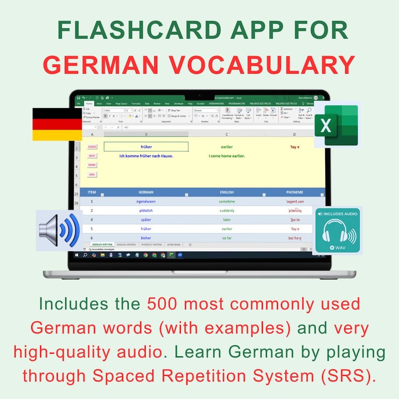 German Vocabulary Flashcards With Sentences & Audio | 500 Words With ...