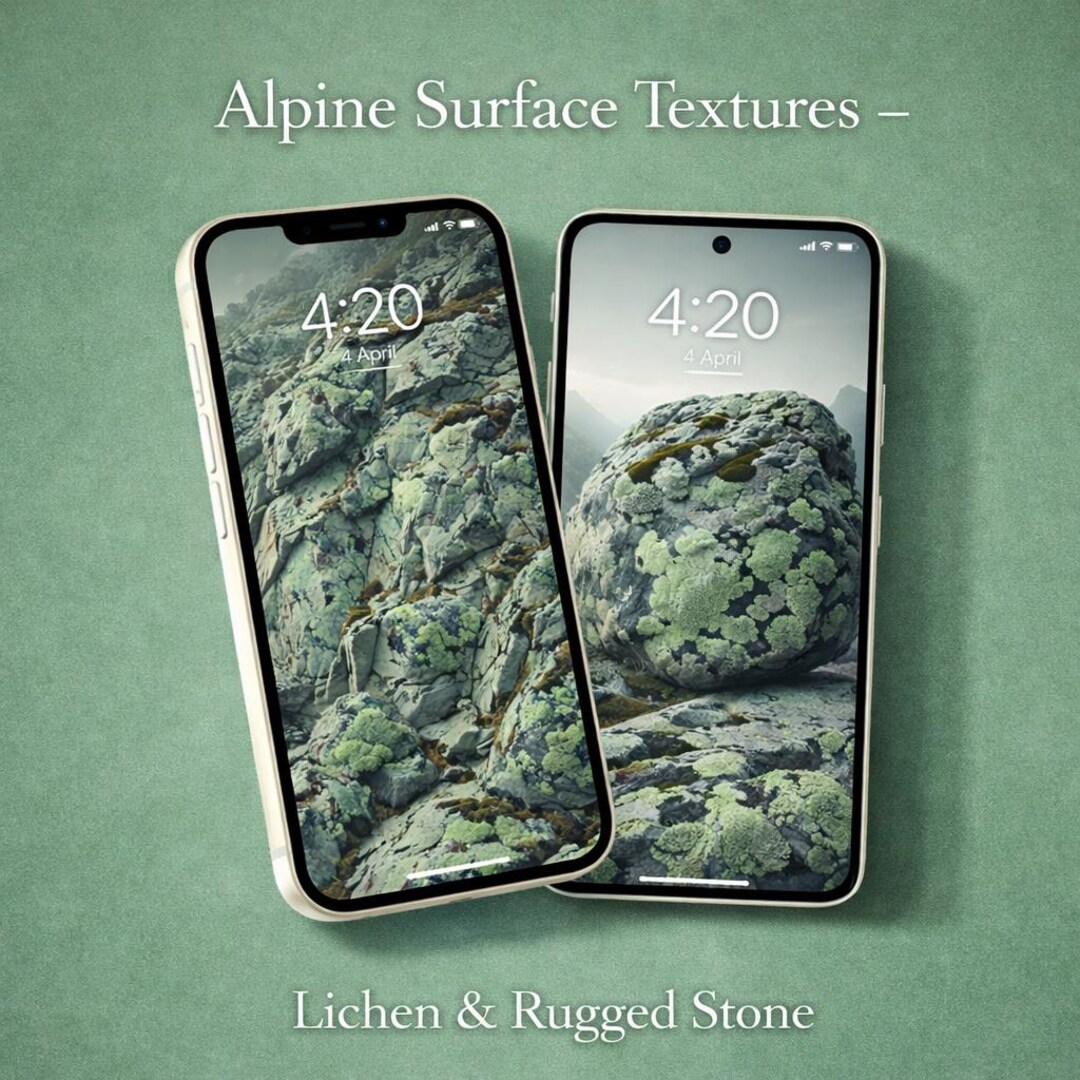 Alpine Surface Textures Phone Wallpapers – Lichen Stone, Rugged Alpine ...