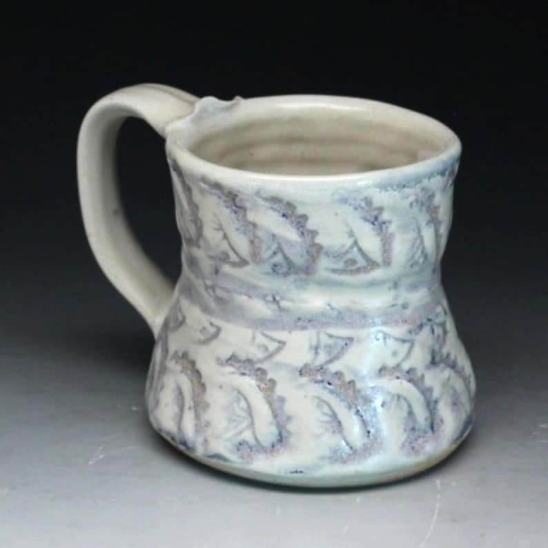 Comfortable Mug, Soft White With Blue Accents - Etsy