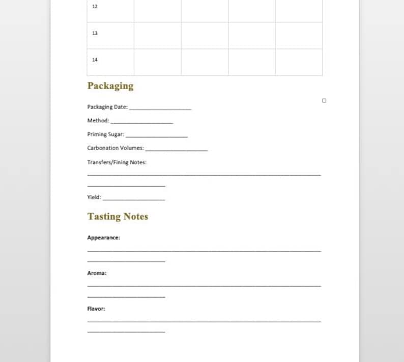 Homebrew Log Sheet Printable | Beer Brewing Journal Template | Batch ...