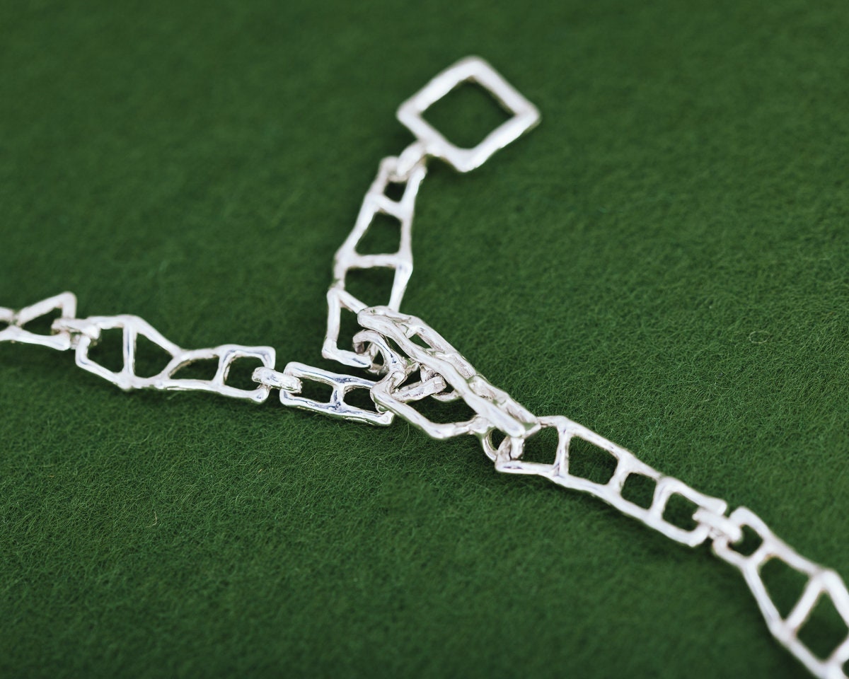 Silver Dress Necklace - Modern Necklace - Crosshatch Necklace ...
