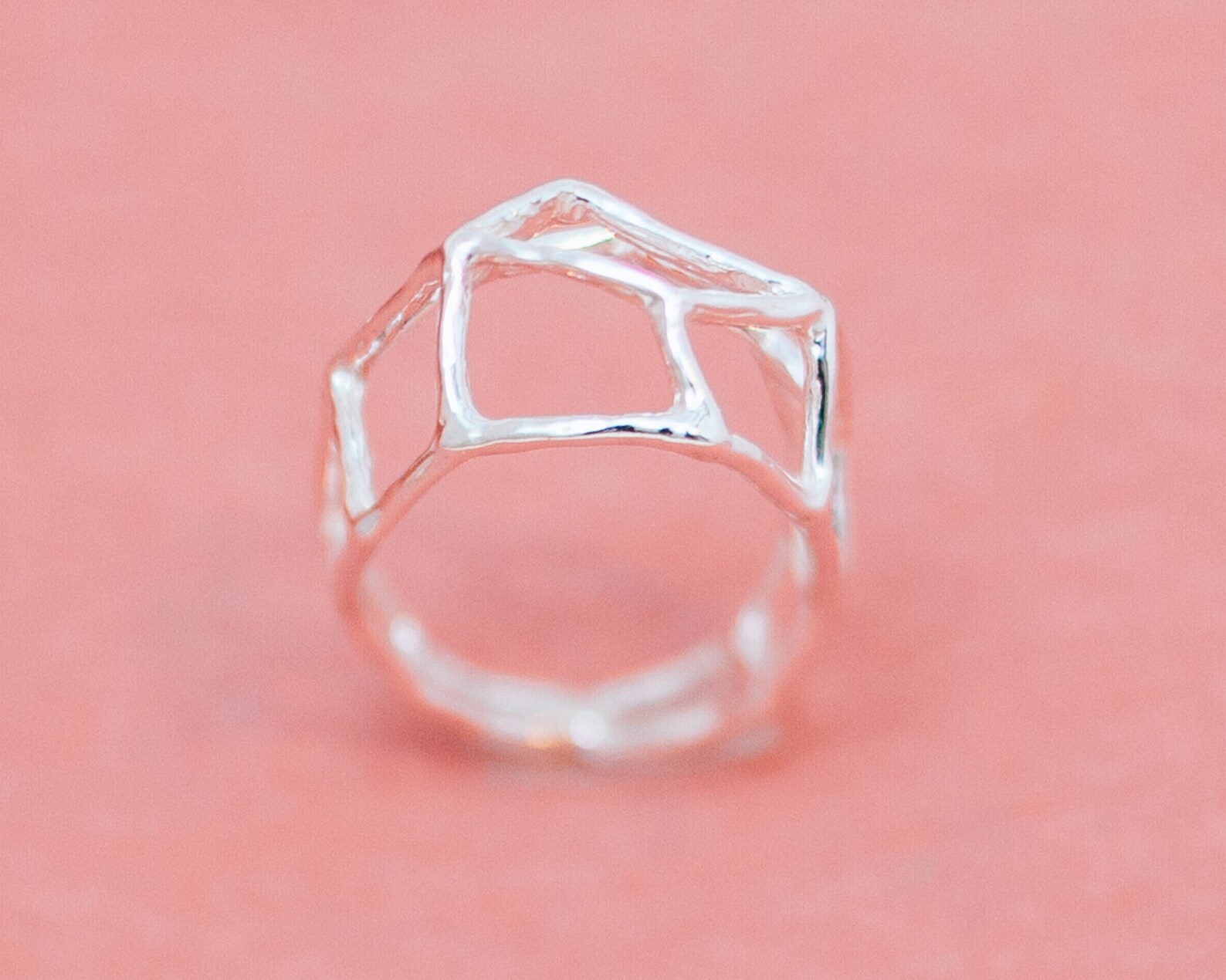Geometric Ring Japanese Design Linear Design Ring Wabi - Etsy