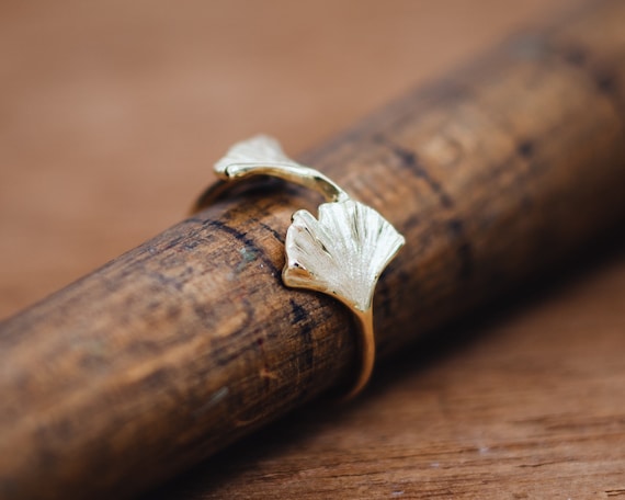 18k ring Gingko ring Ginkgo jewelry fine ring leaf | Etsy