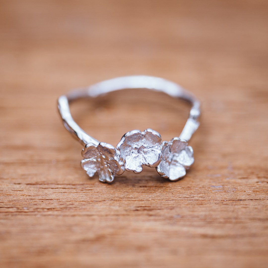 Platinum Ring - Sakura Ring - Cherry Blossom Ring - Fine Ring ...