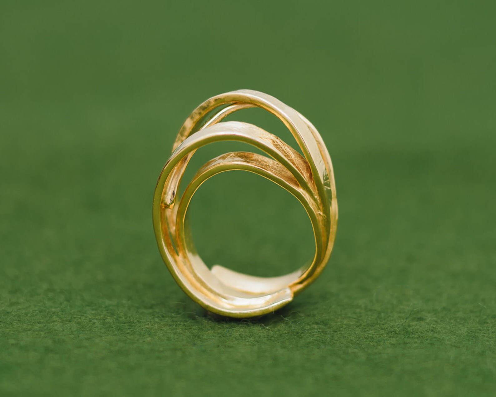 Japanese Silver or Gold Ring - Free Size Ring - Linear Band Design ...