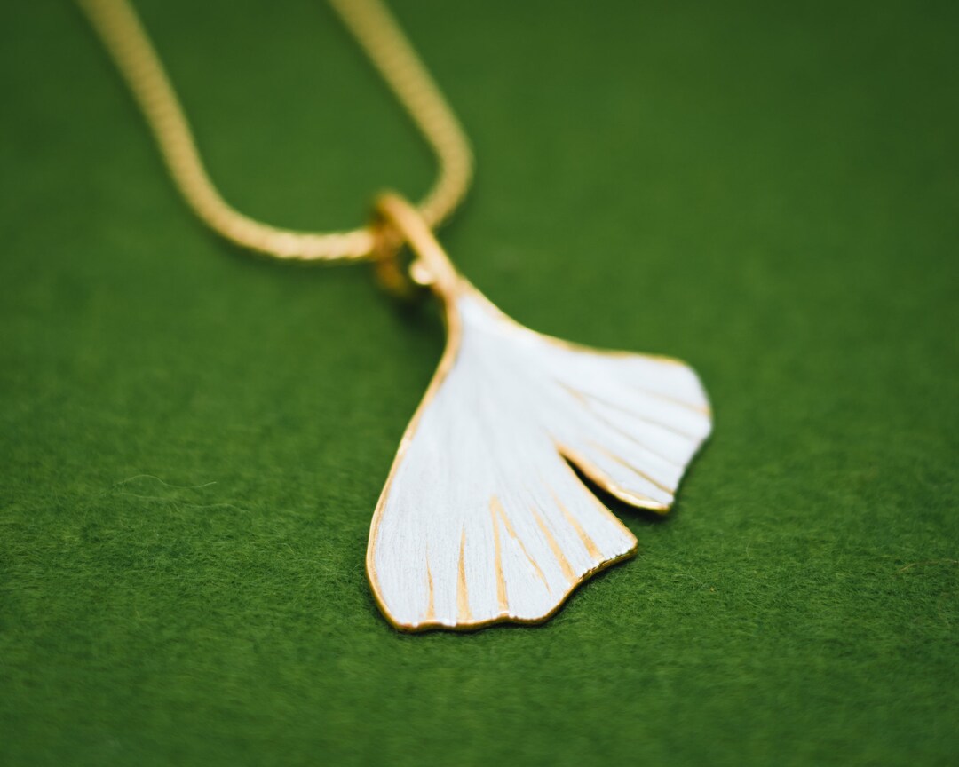 Gingko Necklace - Japanese - Pendant Head & Chain - Fall Leaf - Gold ...
