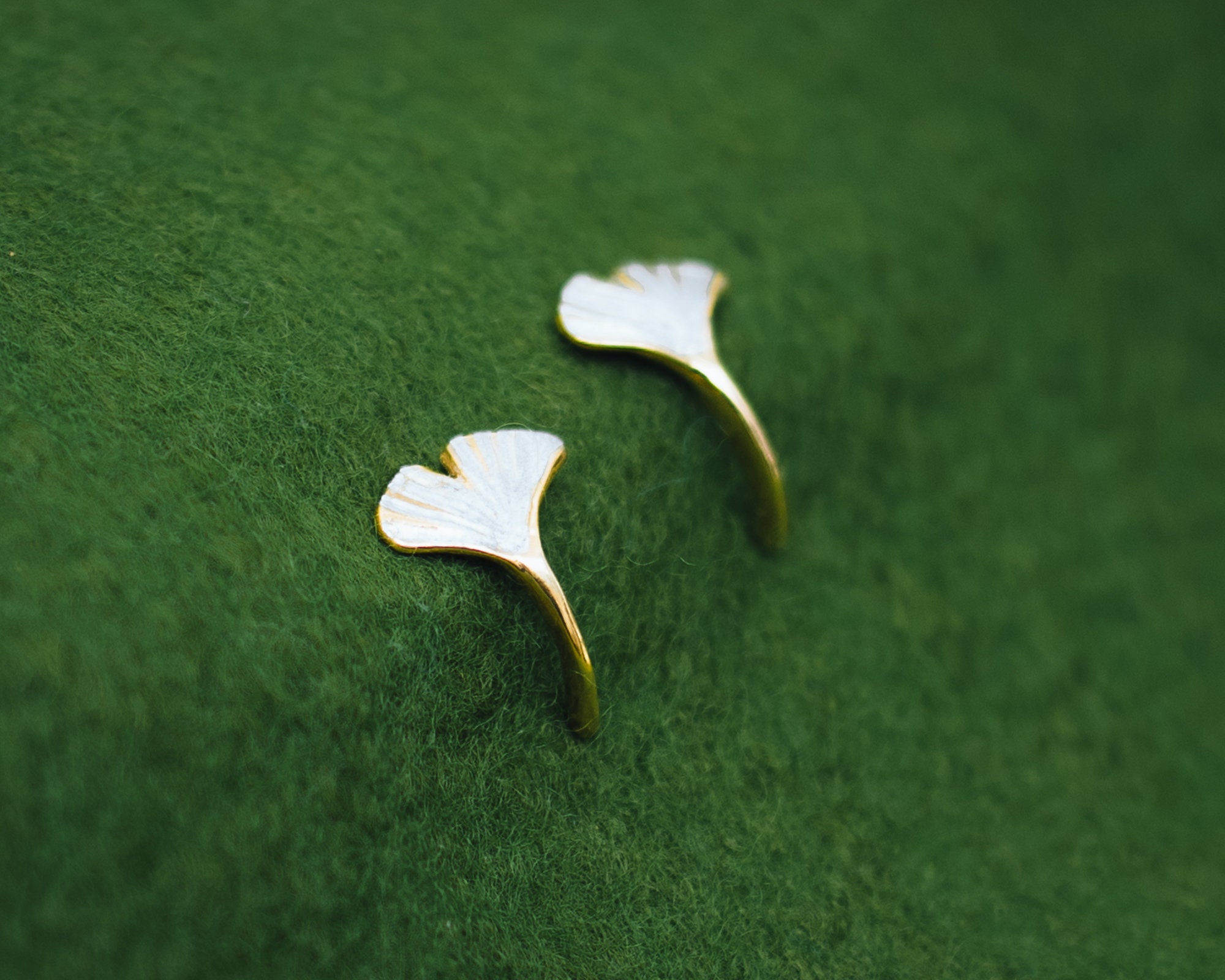 Gingko mini earrings Ginkgo jewelry Made in Japan Gingko | Etsy