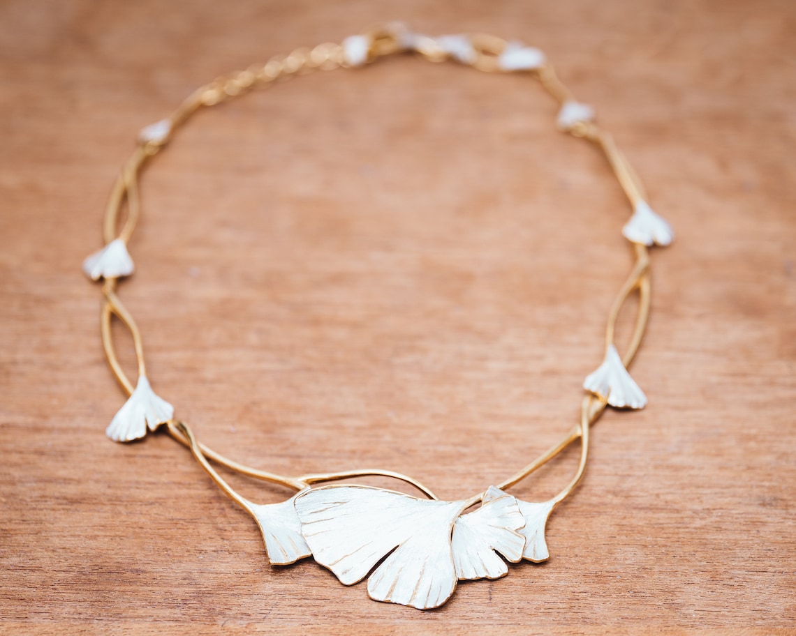 Gingko Necklace Ginkgo Jewelry Dress Necklace Allergy | Etsy