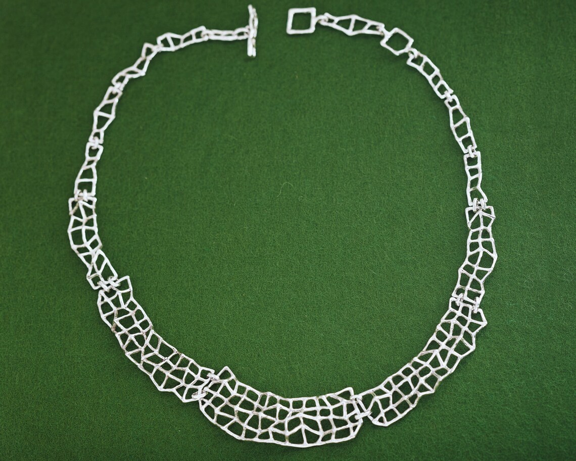 Silver Dress Necklace - Modern Necklace - Crosshatch Necklace ...
