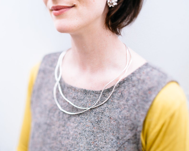 Unique dress necklace Japanese silver Simple long necklace | Etsy