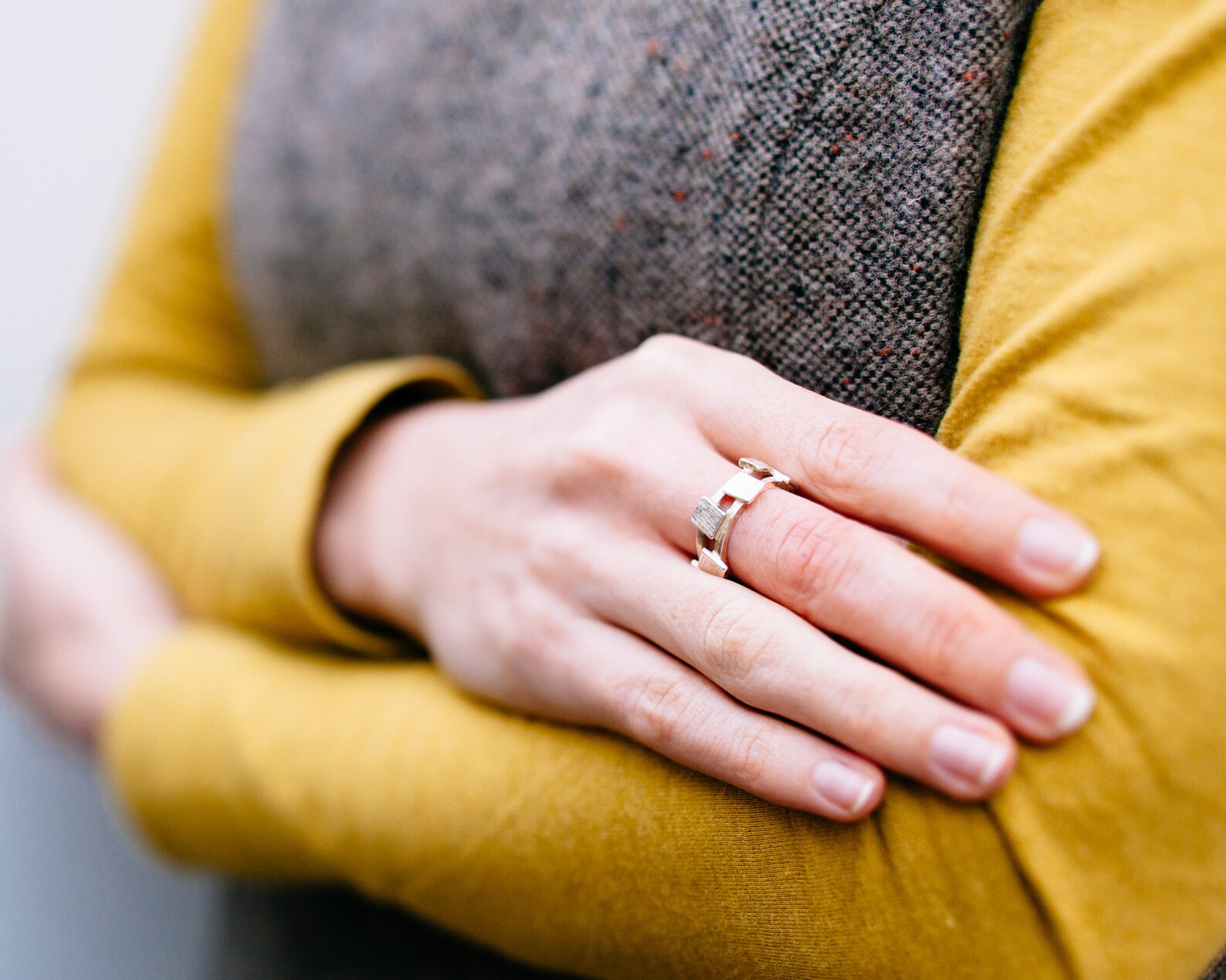 Kakukaku ring silver contemporary ring square ring wabi | Etsy
