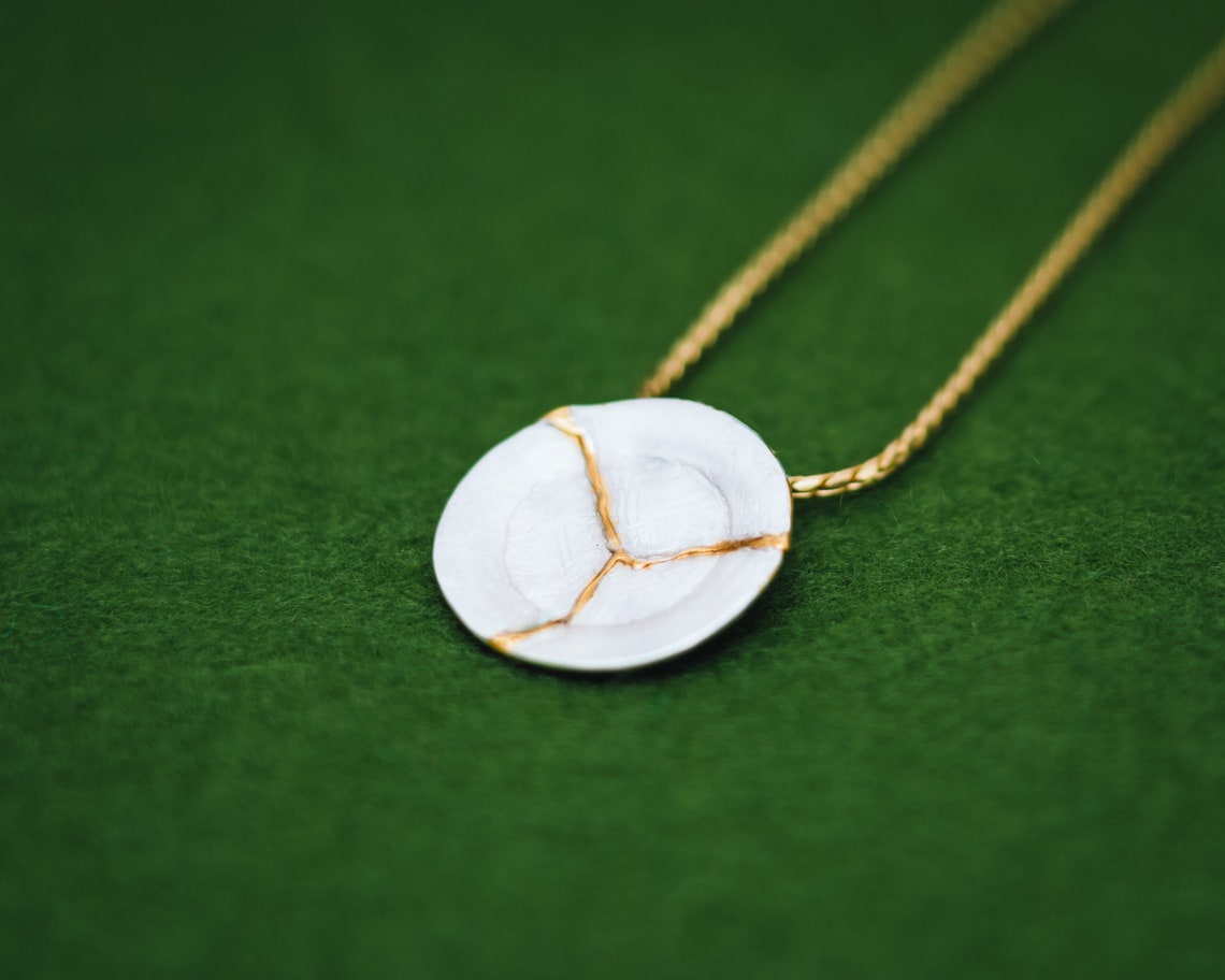 Kintsugi Necklace Golden Repair Pendant and Chain - Etsy