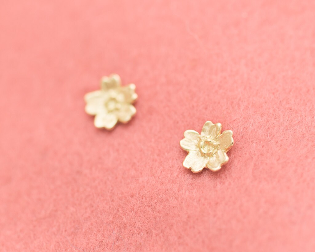 18k Earrings - Sakura Earrings - Cherry Blossom - Japanese Earrings ...