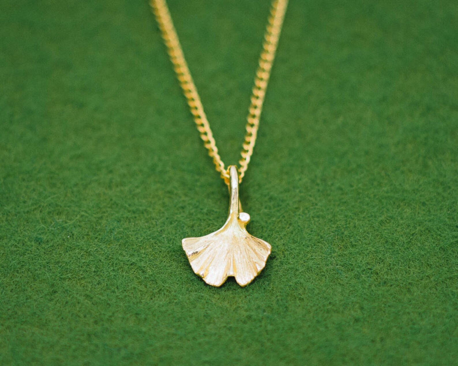 18K Gingko Leaf Ginkgo jewelry pendant head & chain | Etsy