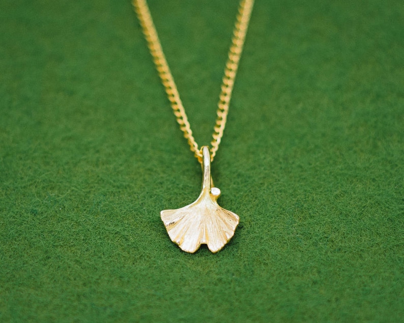 18K Gingko Leaf Ginkgo Jewelry Pendant Head & Chain | Etsy