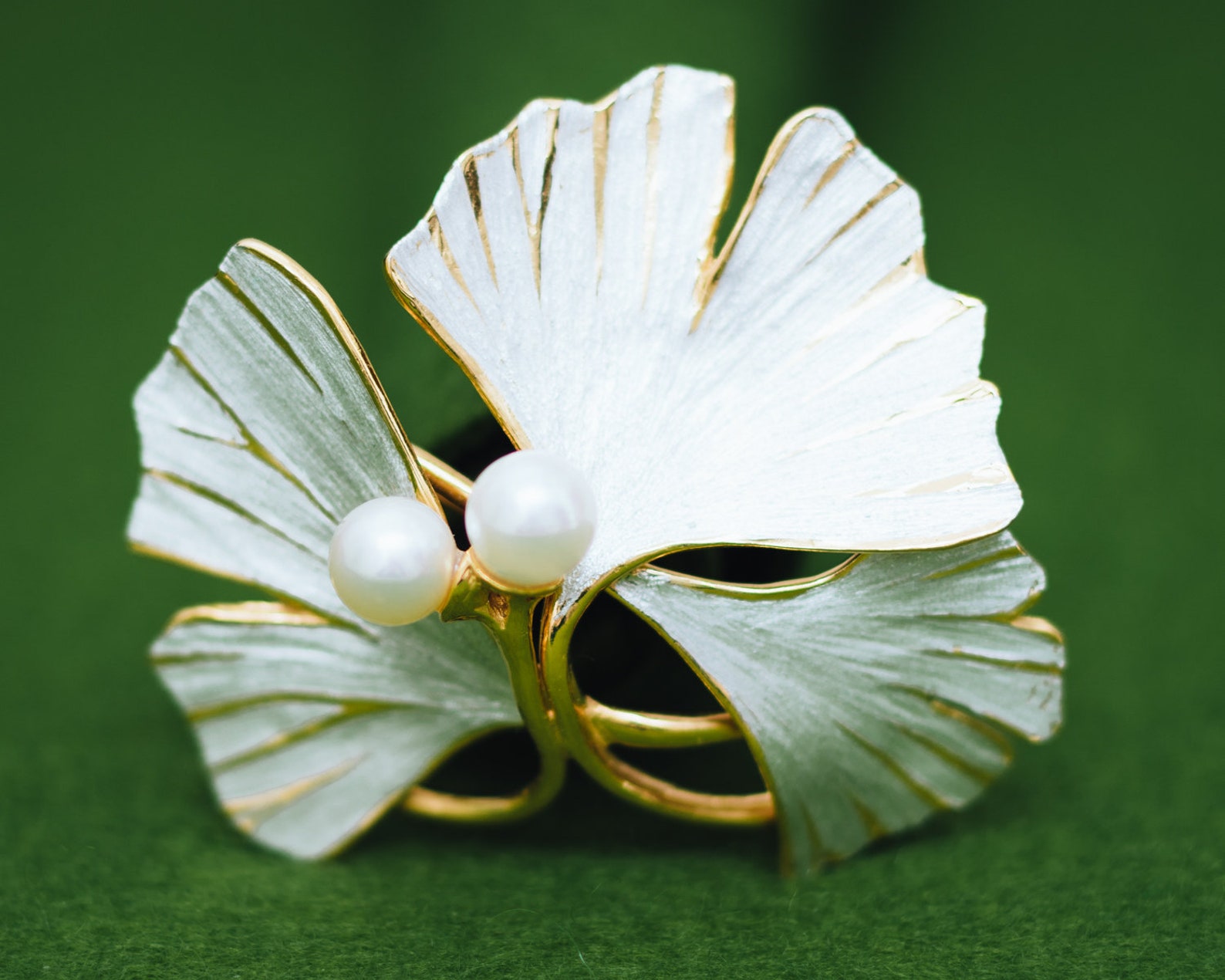 Classic Gingko Leaf Cluster Brooch - Ginkgo Jewelry - Gingko Brooch ...