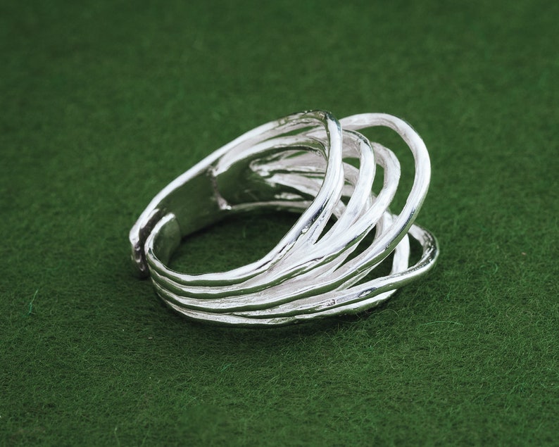 Japanese Silver Ring Linear Texture Ring Adjustable Design | Etsy