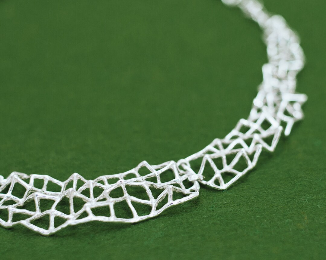 Silver Dress Necklace - Modern Necklace - Crosshatch Necklace ...