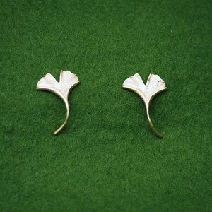 18K Solid Gold - Gingko Mini Earrings - Ginkgo Jewelry - Made in Japan - Gingko Leaf - Gingko ...