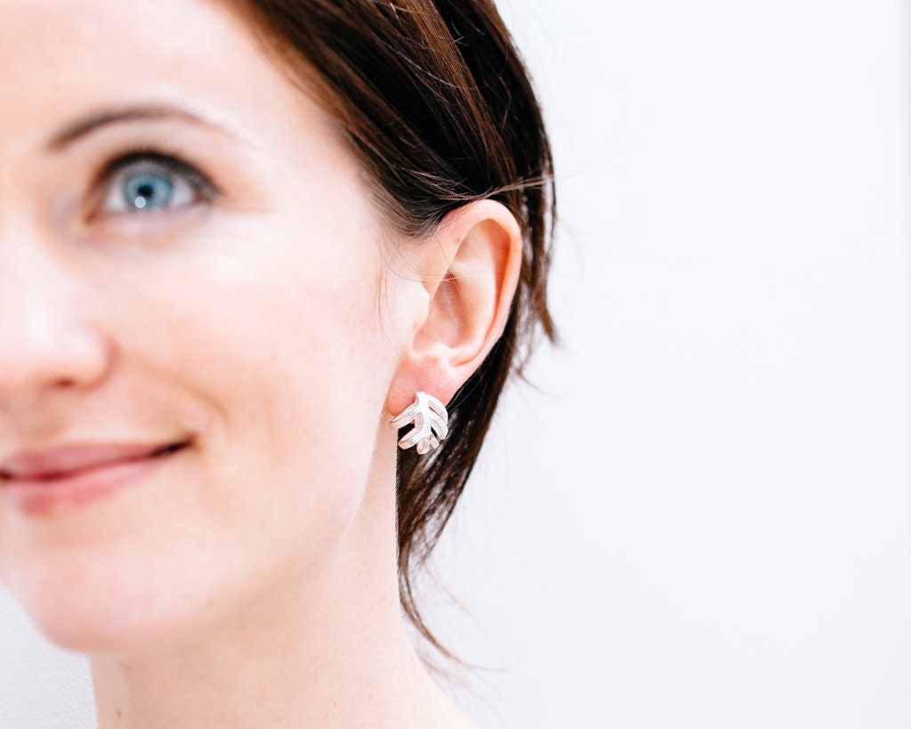 Tree Roots Silver Earrings - Japanese Nature Motif Earrings - Racine ...