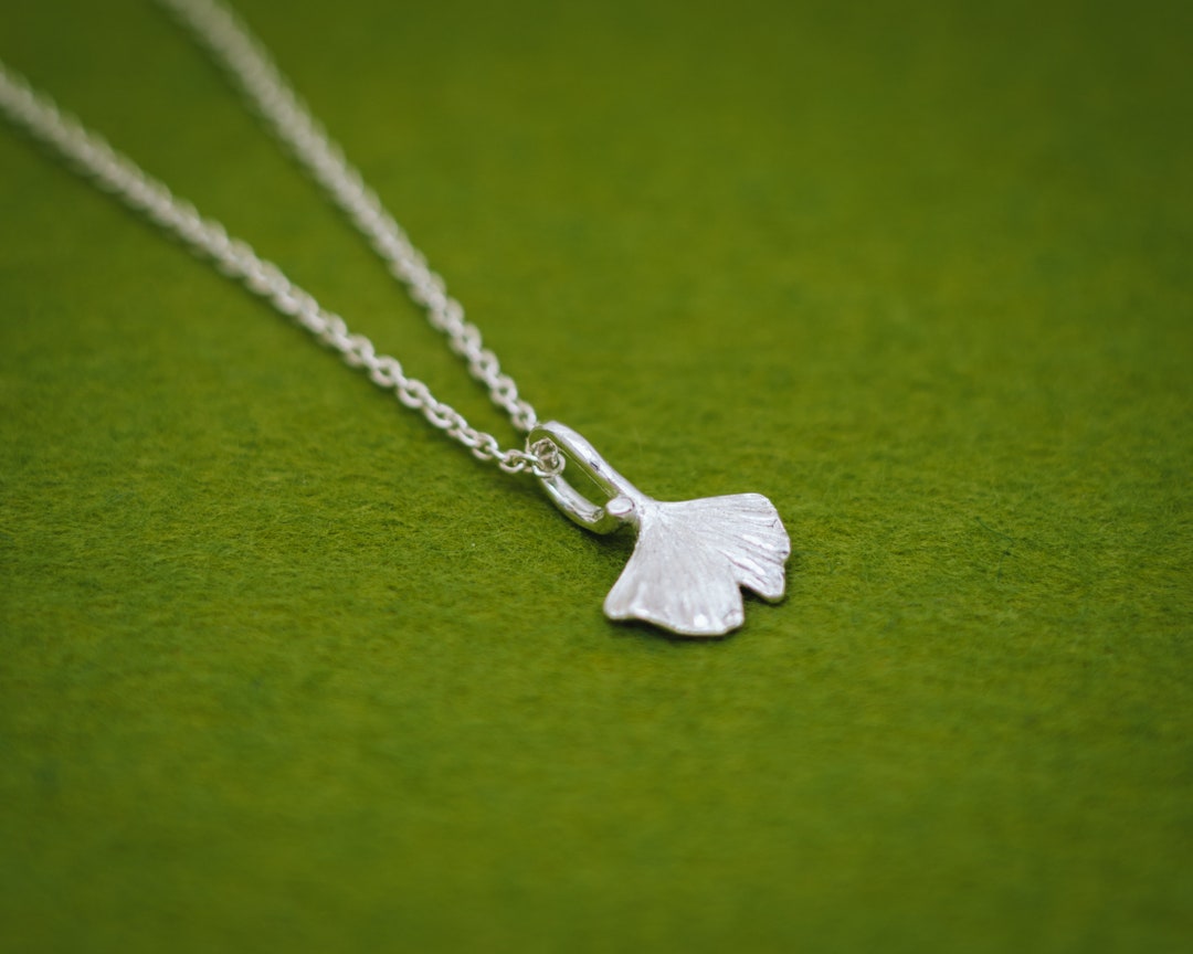 Silver Gingko Leaf Necklace - Ginkgo Pendant - Japanese Jewelry ...