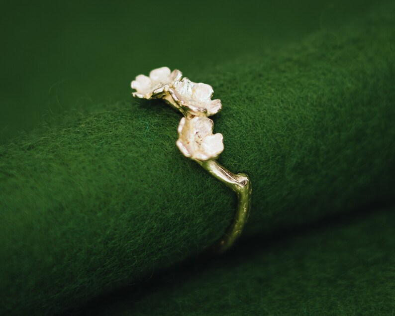 18k Ring Sakura Ring Cherry Blossom Ring Fine Ring - Etsy