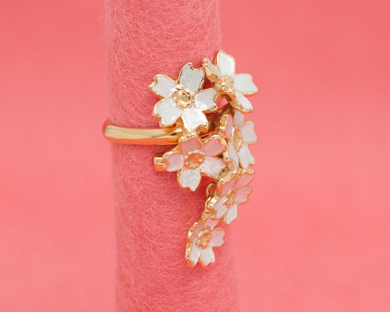 Japanese Cherry Blossom Adjustable Ring Sakura Flowers - Etsy