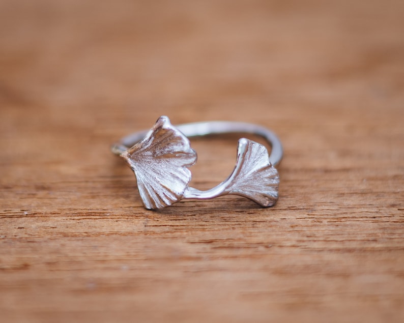 Platinum Ring Gingko Leaf Ring Ginkgo Fine Ring Leaf | Etsy