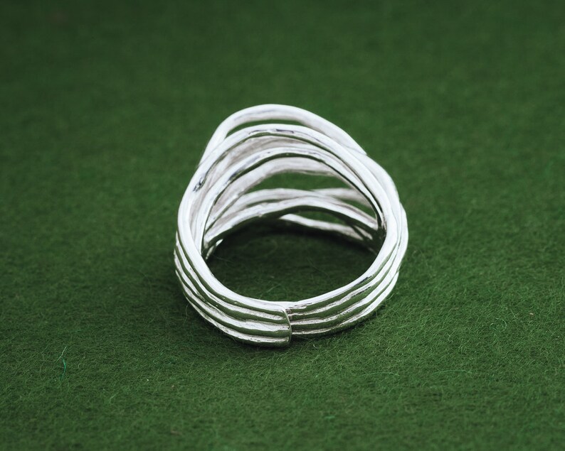 Japanese Silver Ring Linear Texture Ring Adjustable Design | Etsy