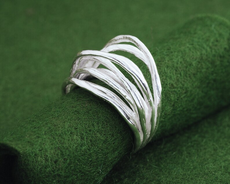 Japanese Silver Ring Linear Texture Ring Adjustable Design | Etsy