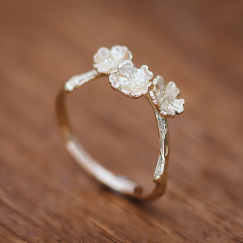 18k Ring Sakura Ring Cherry Blossom Ring Fine Ring - Etsy