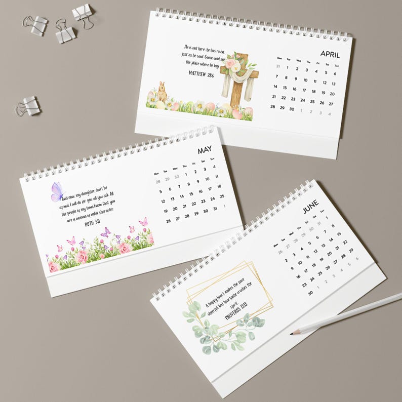 Bible Verse Desk Calendar 2026 | Monthly Grid, Scripture Quotes - Etsy